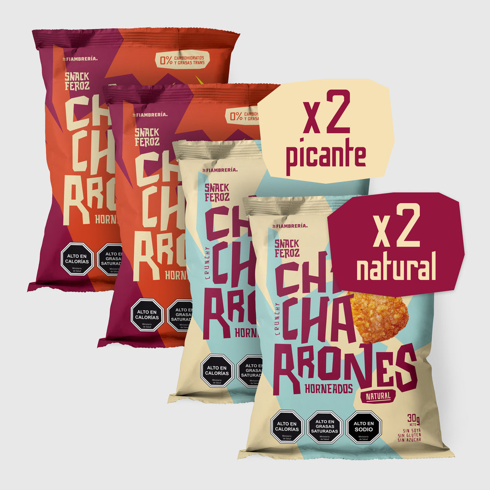 Mix de Chicharrones: 2 Natural & 2 Picante